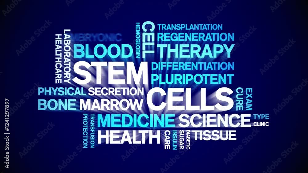 Stem Cells animated word cloud;text design animation tag kinetic ...