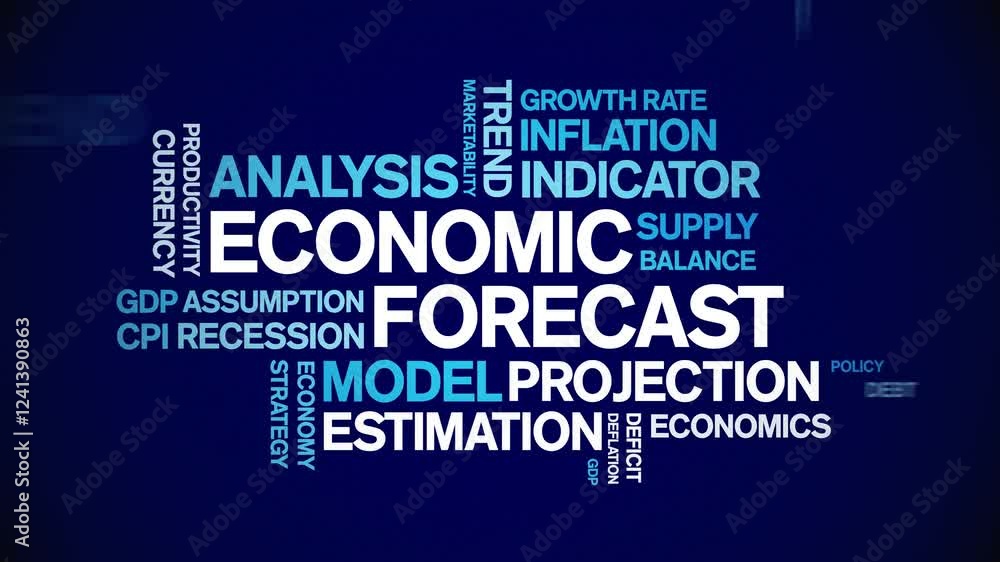 Economic Forecast animated word cloud;text design animation tag kinetic ...