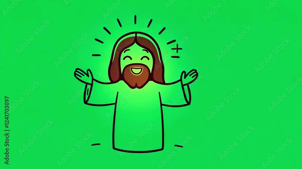 Jesus Christ animation on green screen background, Jesus Christ raises ...