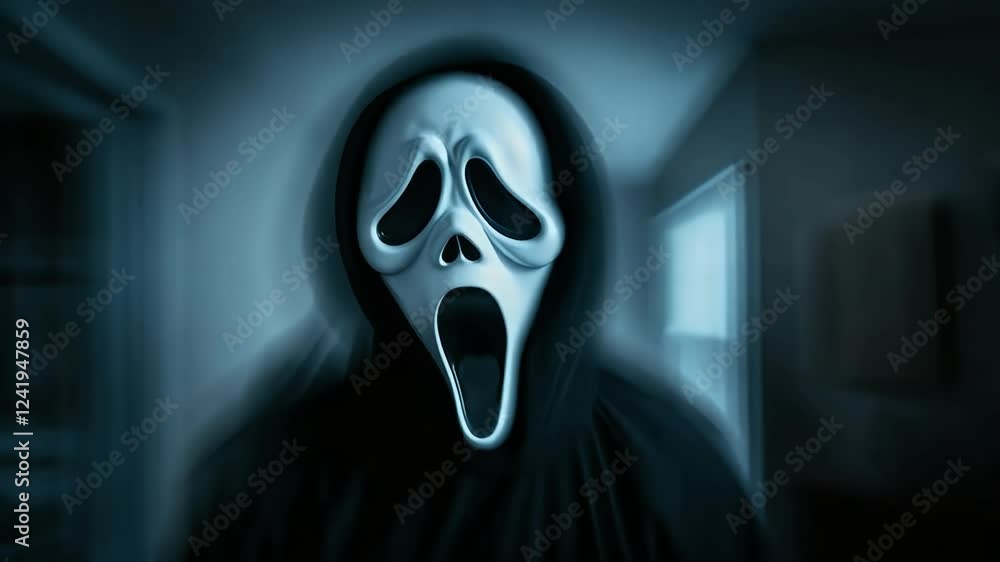 loop video mask scream scarey dark eye young white person angry horror ...