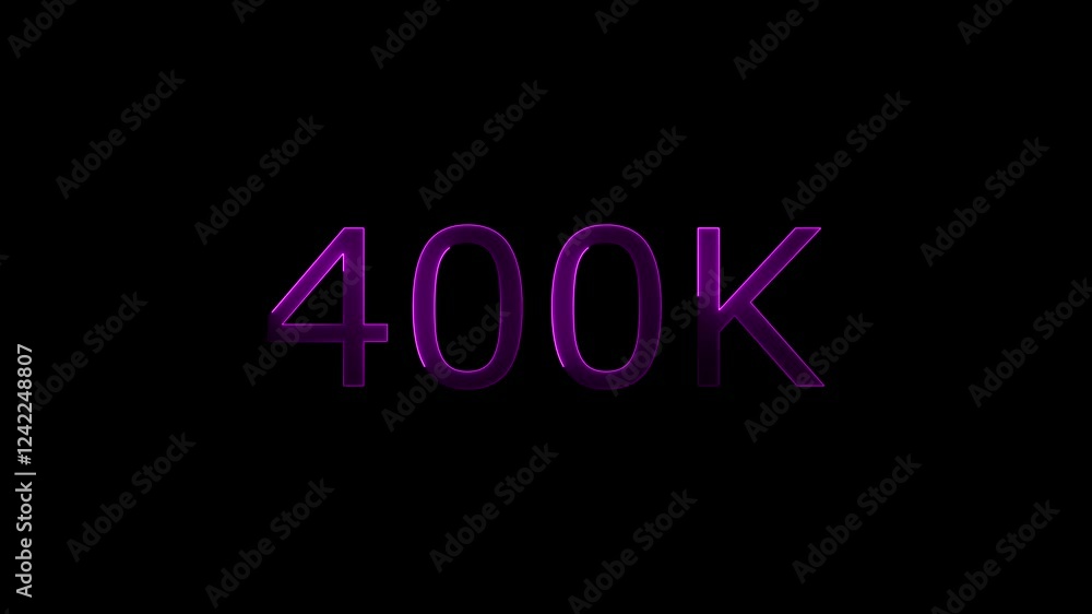 400k Neon Text Animation on Black Background. thank you social network ...