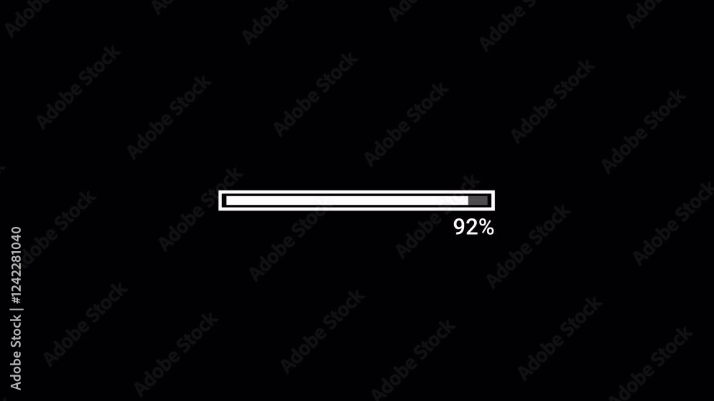 Loading progress bar animation from 0 to 100 with transparent ...