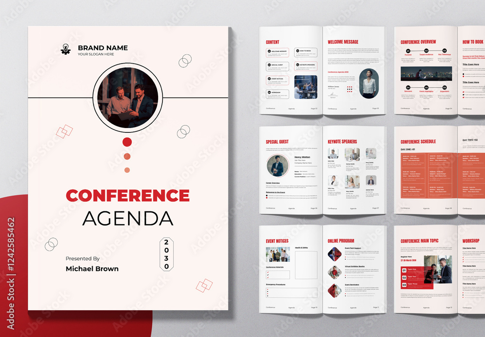 Conference Agenda Template Layout Stock Template | Adobe Stock