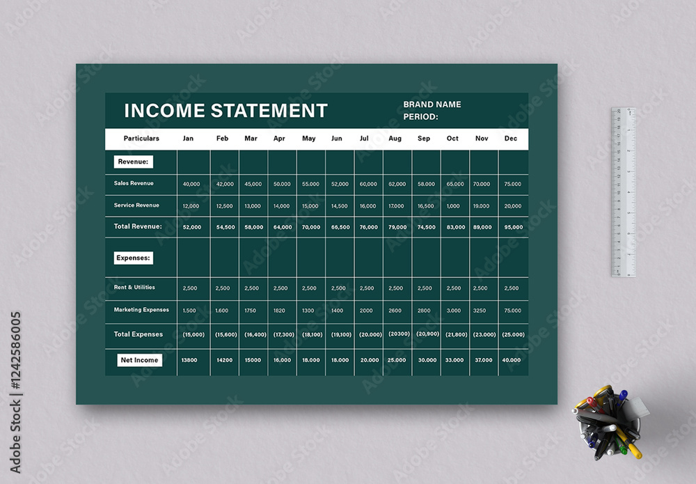 Income Statement Template Layout Stock Template | Adobe Stock