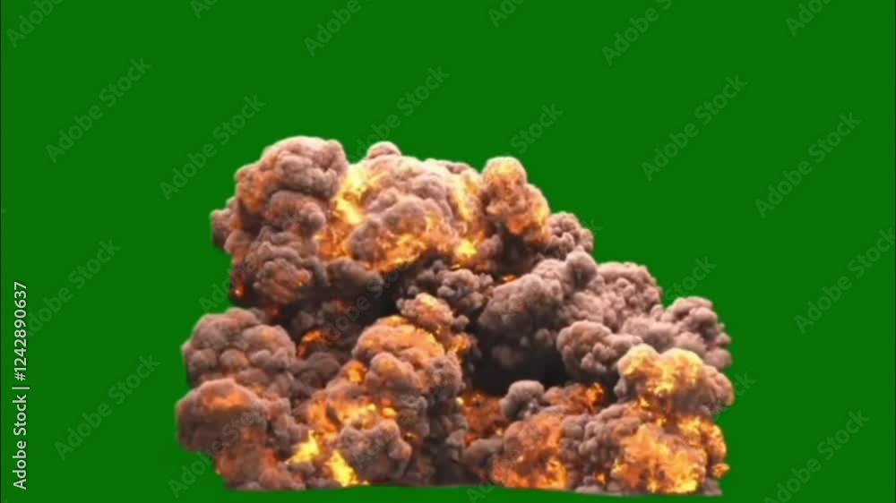bomb blast green screen, high explosion, chroma key, realistic ...