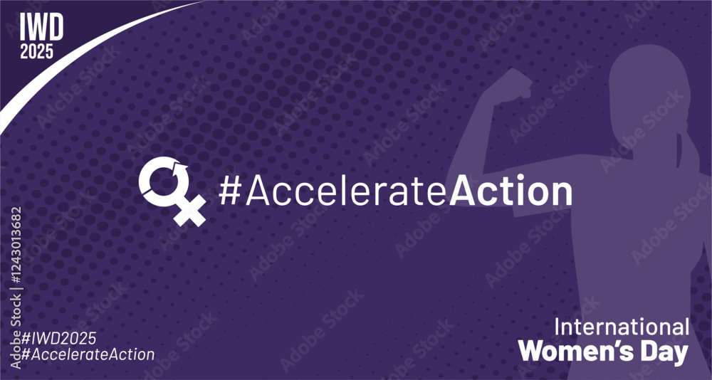Plakat, Poster International Women's Day 2025 campaign banner with theme #AccelerateAction for ...