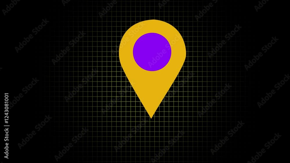 abstract Location pointer on the map. Animated pin pointer. Point of ...