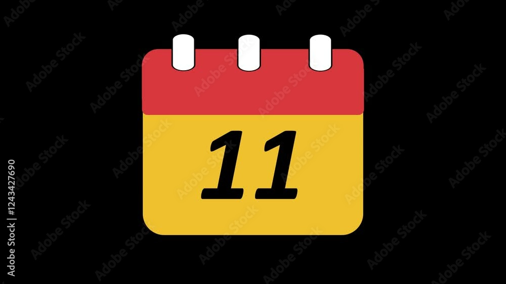11 date calendar icon Animation with transparent background Flat ...