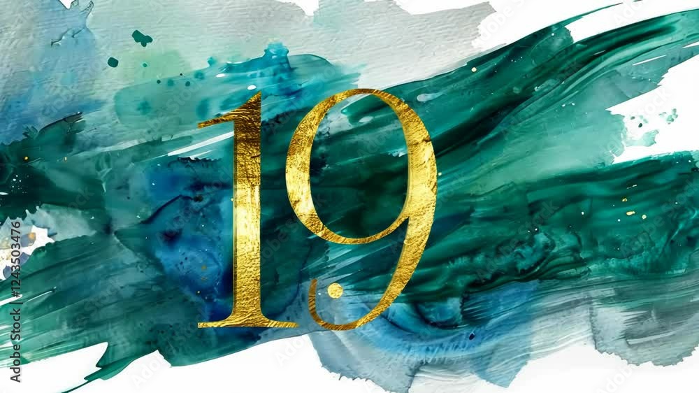 A captivating animation showcases the number 19 in gold, set against a ...