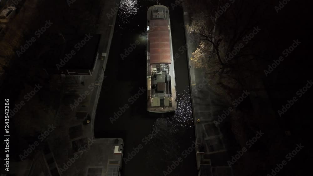 Drone footage captures ships battling upriver through a narrow gorge ...