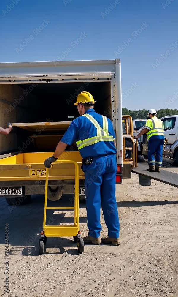 loading truck worker box business cargo driving equipment forklift ...