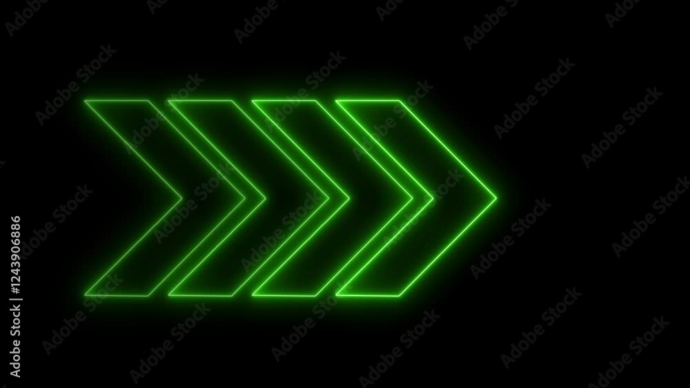 Glowing neon light arrows sign left to right animation concept ...