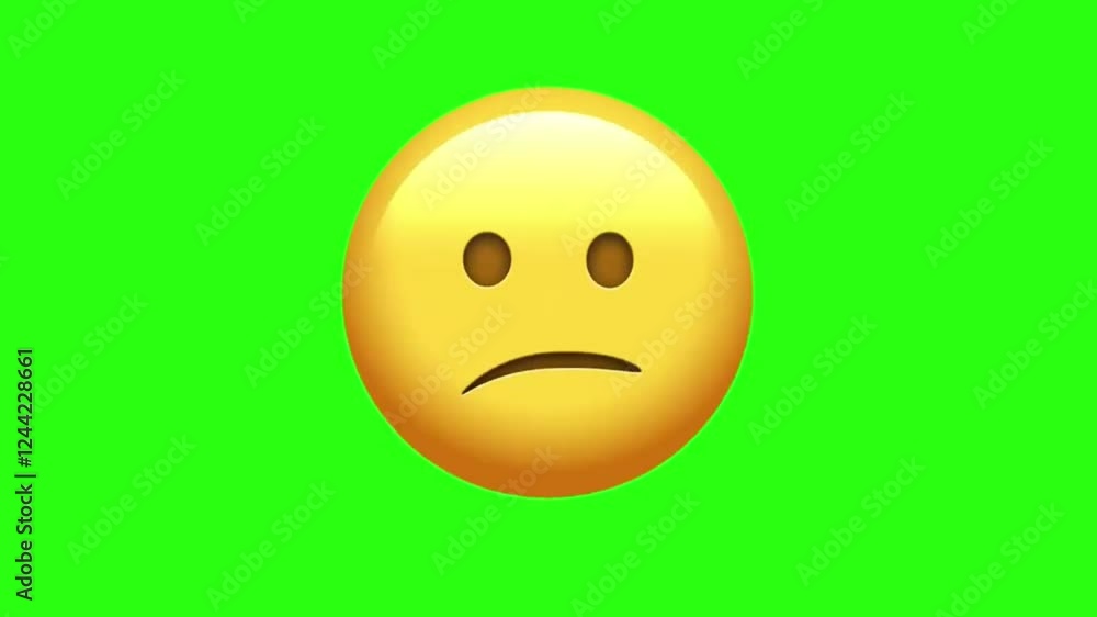 Confused Face Animated Emoji. Alpha channel, transparent background. 4K ...