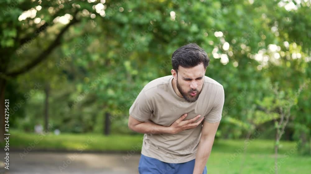 Sportsman suffered a heart attack or chest pain during a run in park ...