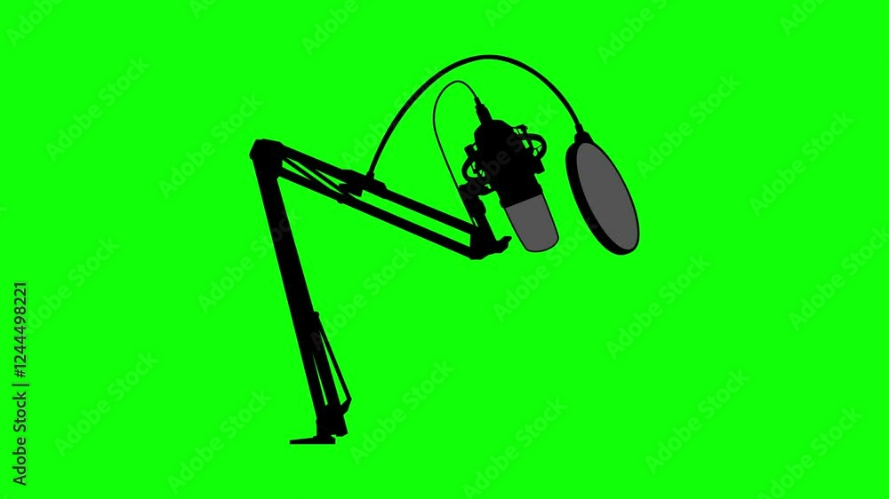 condenser microphone animation. recording microphone motion on green ...