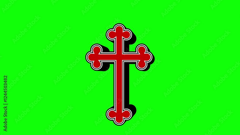 Catholic cross animation. christian cross motion on green screen ...