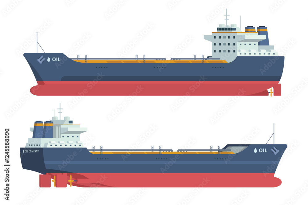 Poster Oil Tanker Ship Vector Illustration – Wall Art | UkPosters