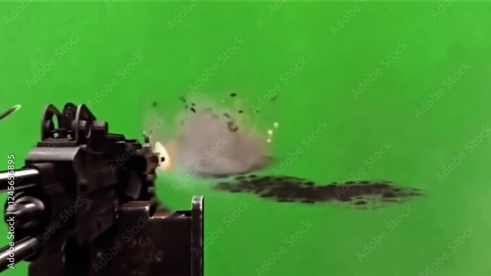 man shooting on gun green screen background. Handgun firing animation ...