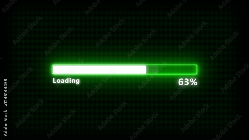 Futuristic progress loading bar 0-100 percent on Black Background. Computer loading screen ...
