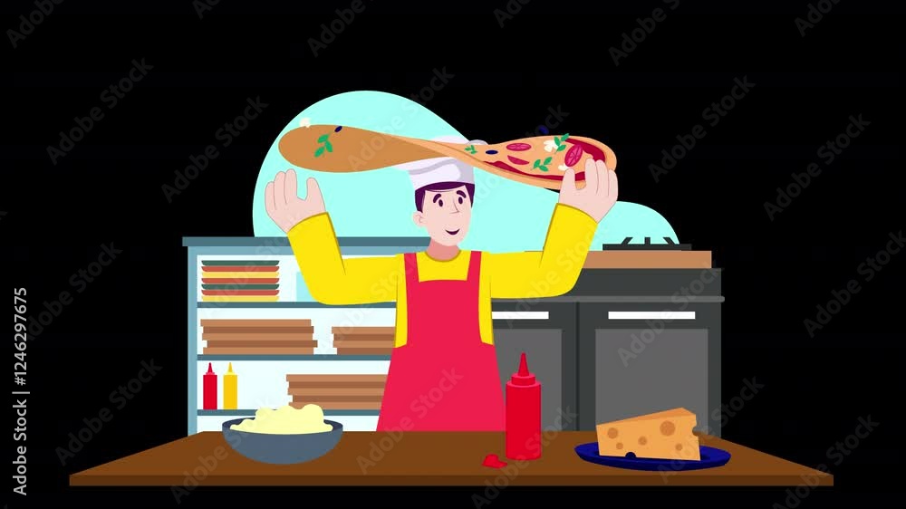 Depict the Masterchef concept in vector animation. Characters ...