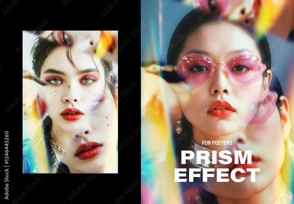 Bright Prismatic Poster Photo Effect Mockup Stock Template | Adobe Stock