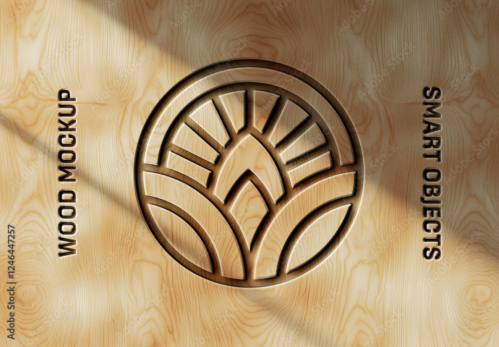 Embossed Wood Logo Mockup Stock Template | Adobe Stock