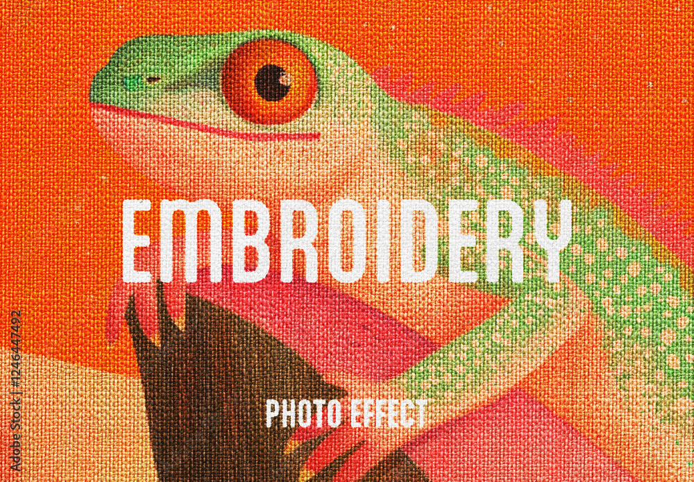 Embroidery Stitch Photo Effect Mockup Stock Template | Adobe Stock