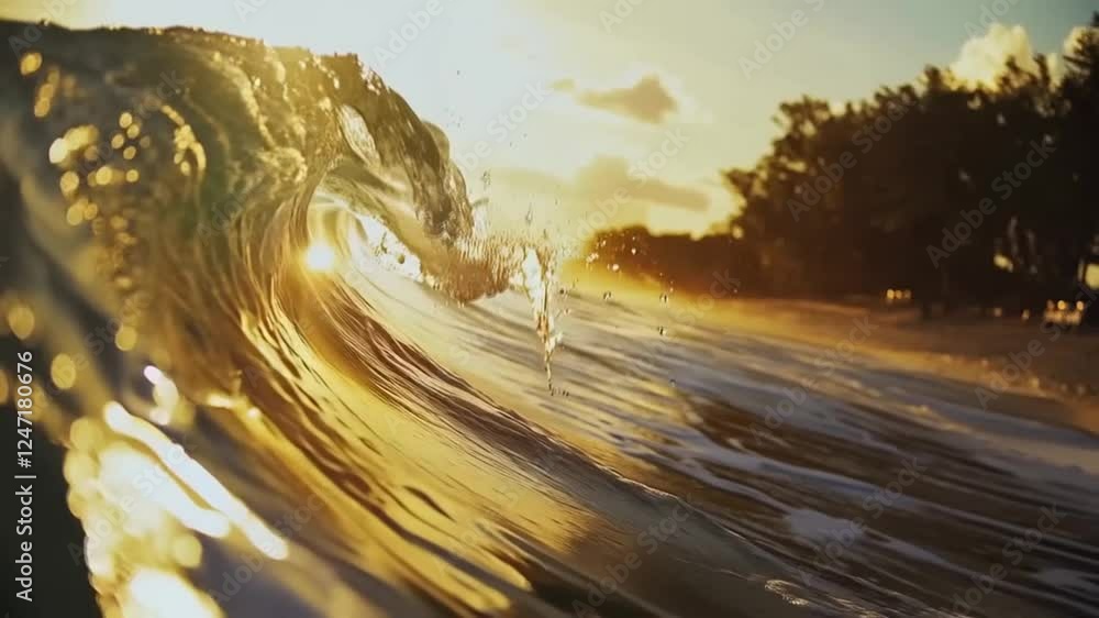 Scene View of calm wave surface, smooth repeating motion for background ...