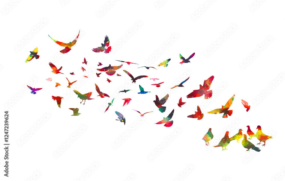Poster A flock of colored birds – Wall Art | UkPosters