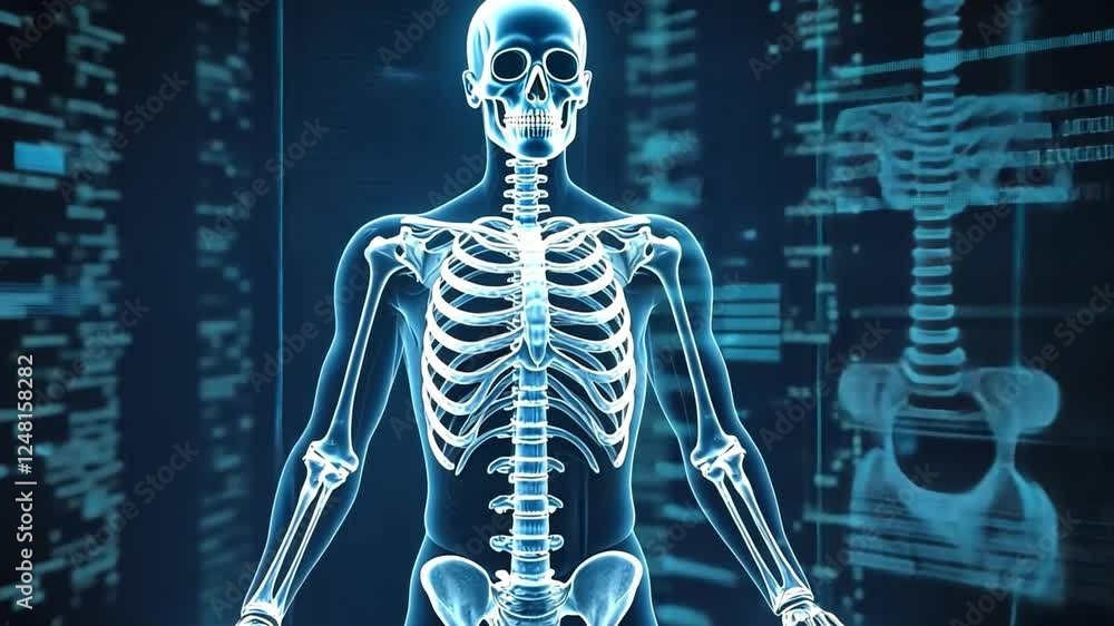 Human Skeleton X-ray: A detailed x-ray image reveals the intricate ...