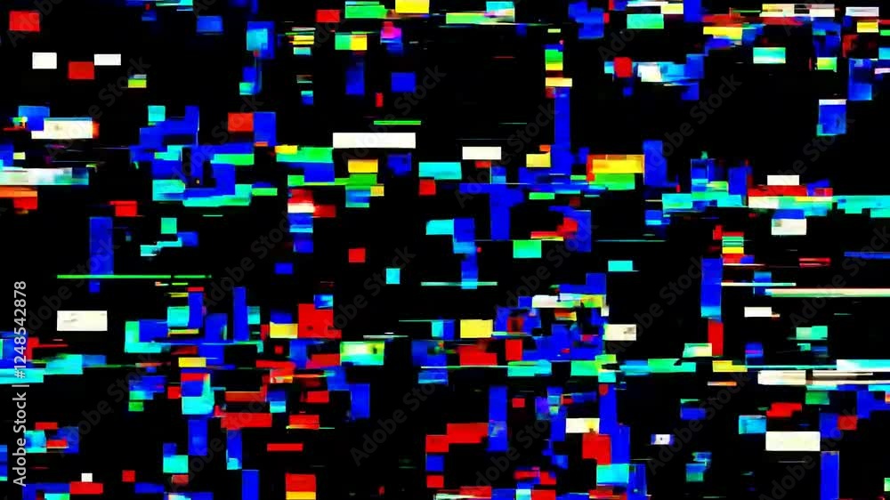 Animated Static Color Noise Glitch | Video Error and Bad Interference ...