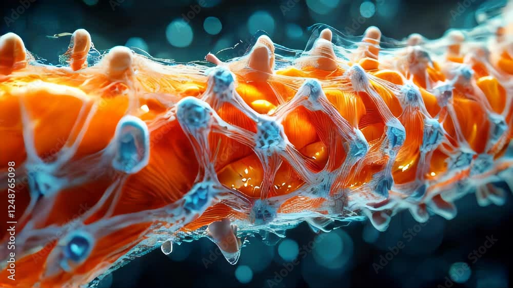 Close-up of human muscle fibers under a microscope, highlighting ...