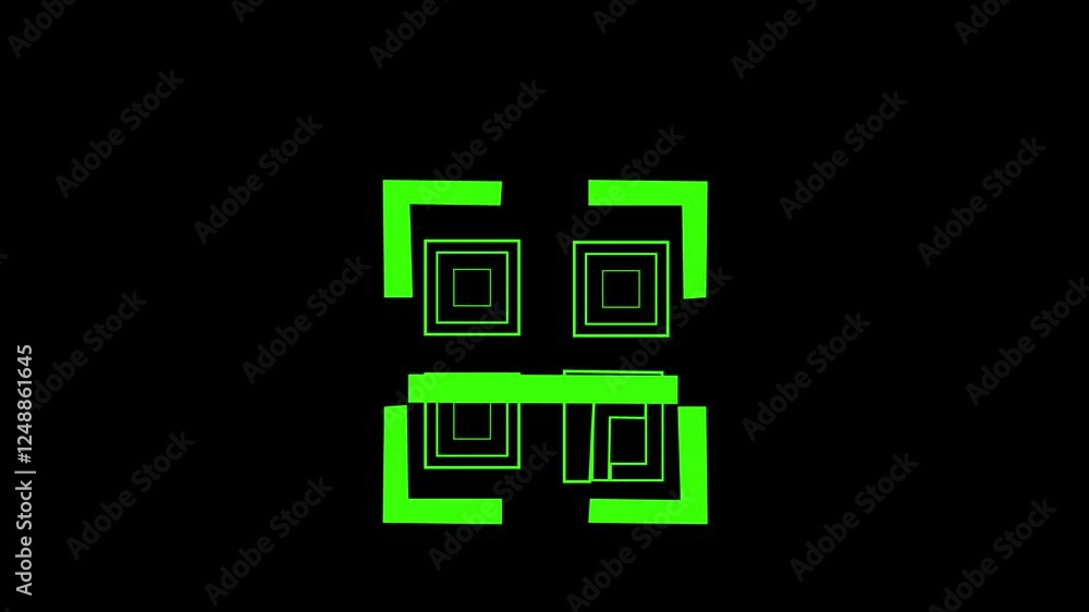 Scanning the QR code icon animation, QR code being scanning concept ...
