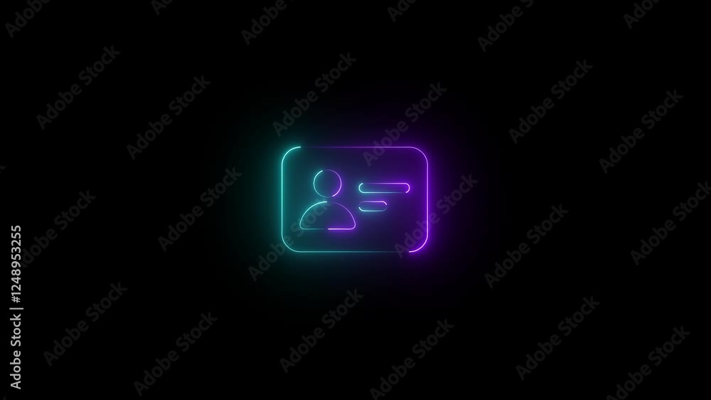 Neon ID Card icon. Neon Identification card outline icon.personal data ...