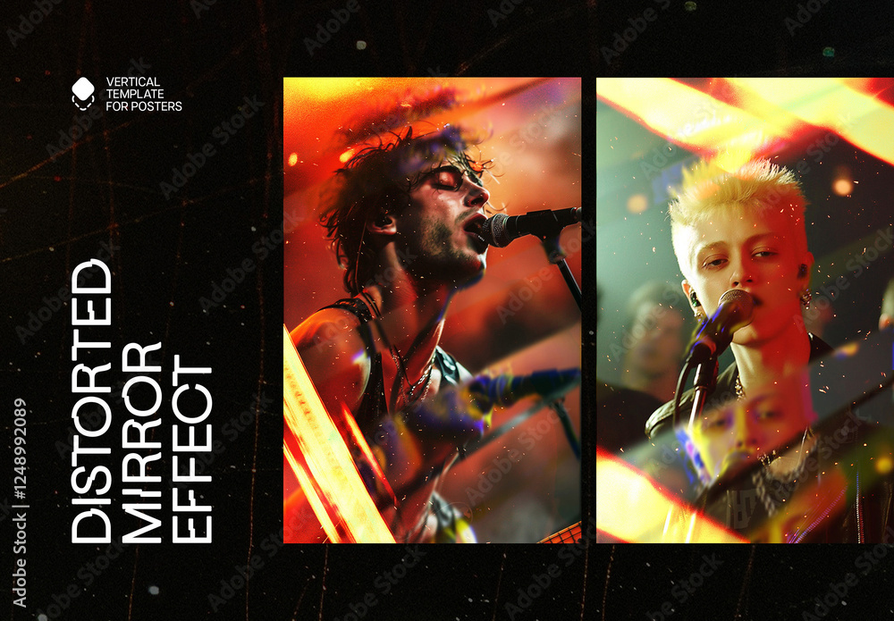 Mirror Distortion Poster Photo Effect Mockup Stock Template | Adobe Stock