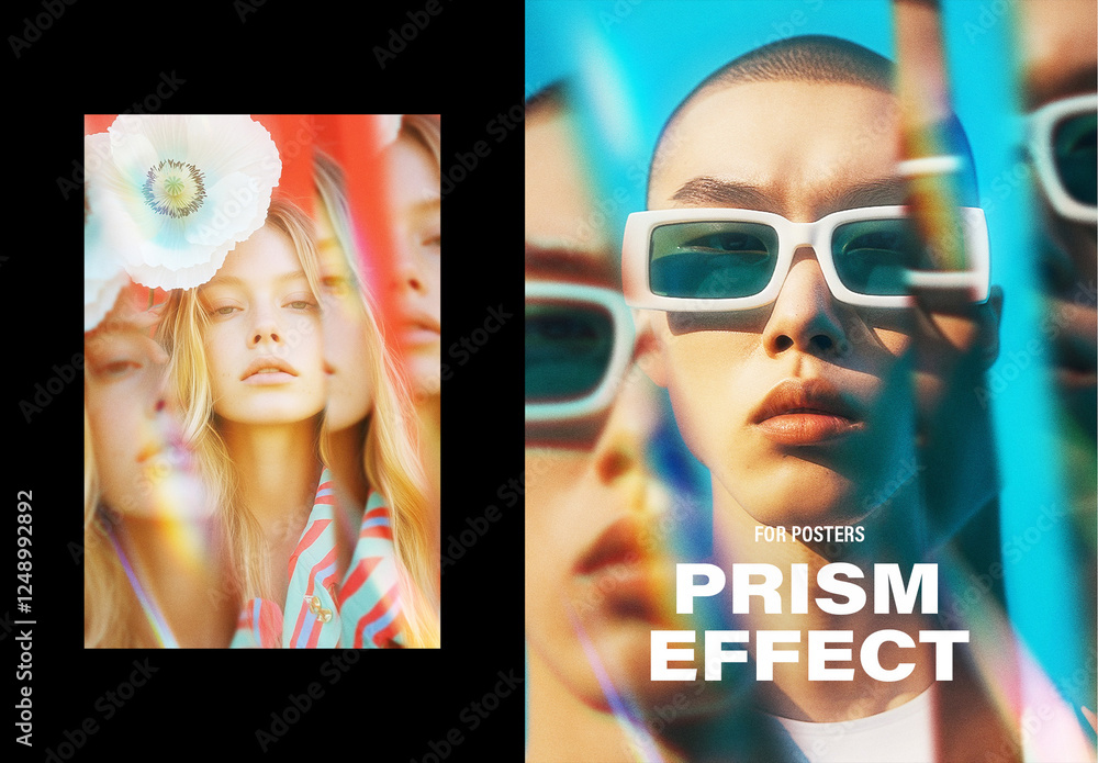 Mirror Prismatic Poster Photo Effect Mockup Stock Template | Adobe Stock
