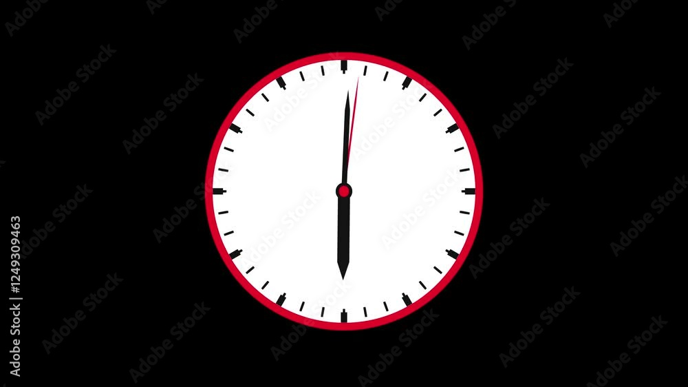 Round wall clock background animation, wall timer counts down the time ...