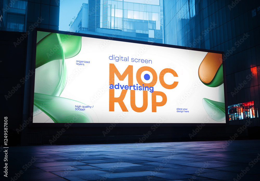 Curved Digital Screen Mockup – High-Resolution Advertising Display for ...