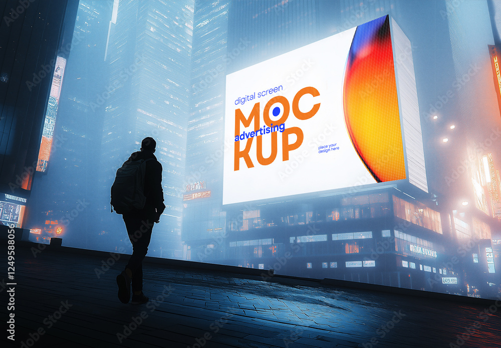 Curved Digital Screen Mockup – High-Resolution Advertising Display for ...