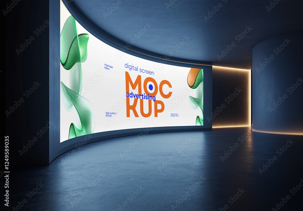 Curved Digital Screen Mockup – High-Resolution Advertising Display for ...