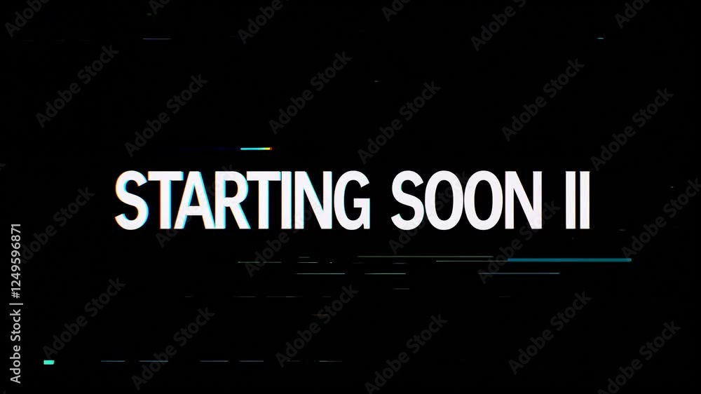 Black Background with "Starting Soon" Text | Glitch Animation Effect ...