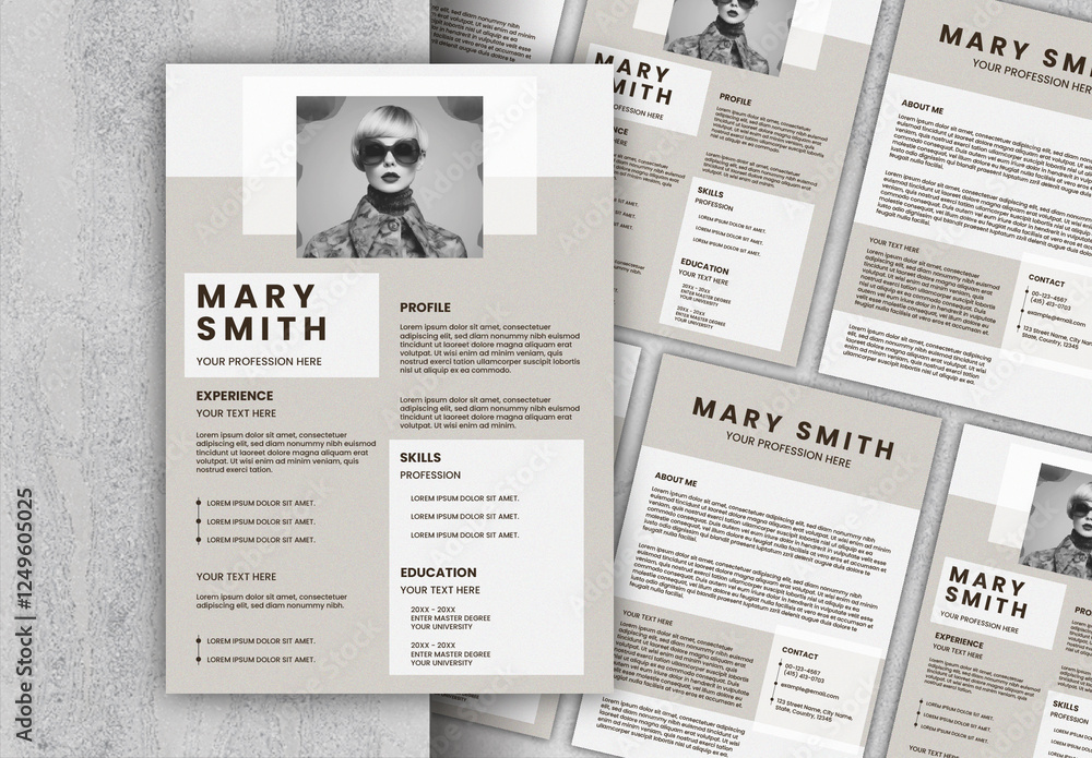 Beige Stylish Professional Resume Template - Ai Generated Photos Stock ...