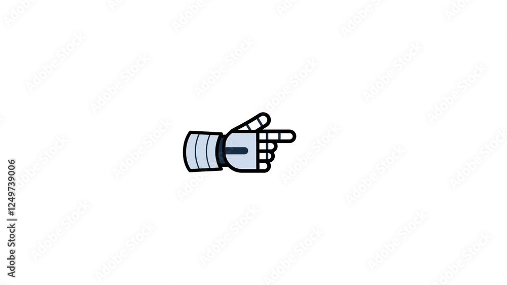 Moving Robot hand cursor pointing right direction on white background ...