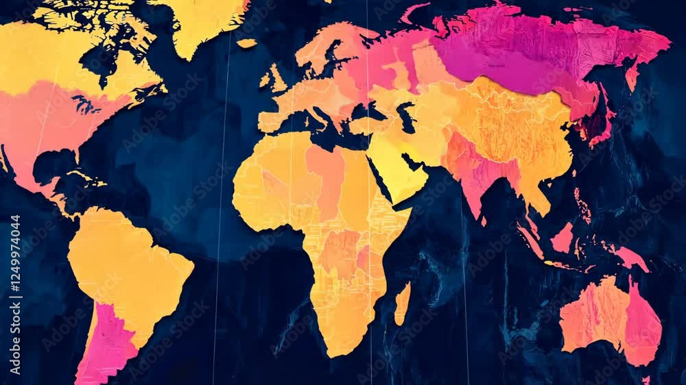 Digital map showing climate zones, bright and colorful with informative ...