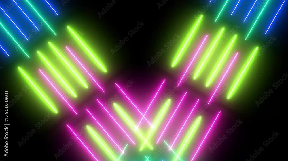 Abstract colorful neon background with glowing lights. Motion video ...