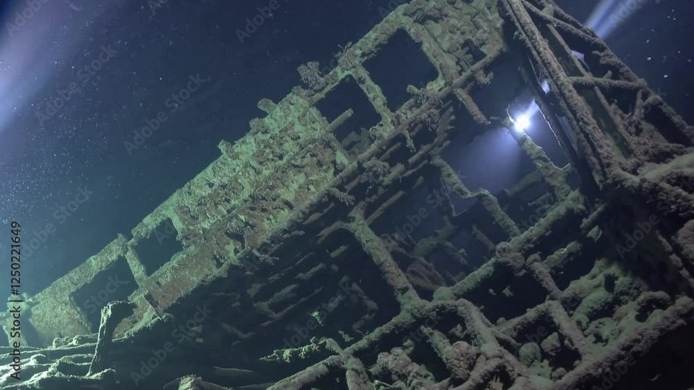 Underwater Shipwreck: A haunting glimpse of a ship's skeletal remains ...