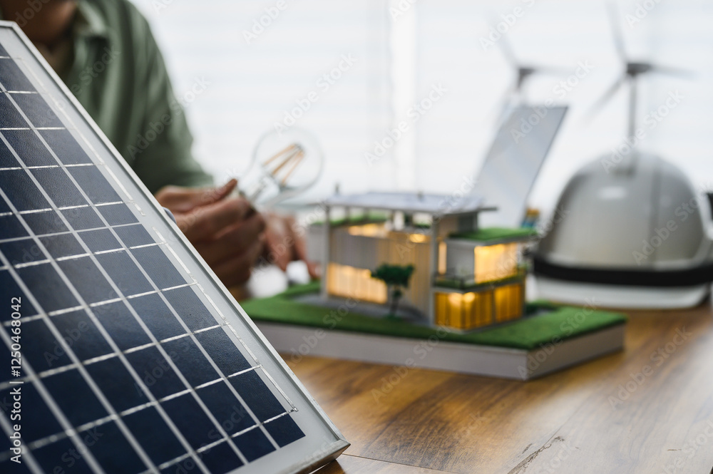 Poster Solar panel example with Energy Design Engineer in background ...