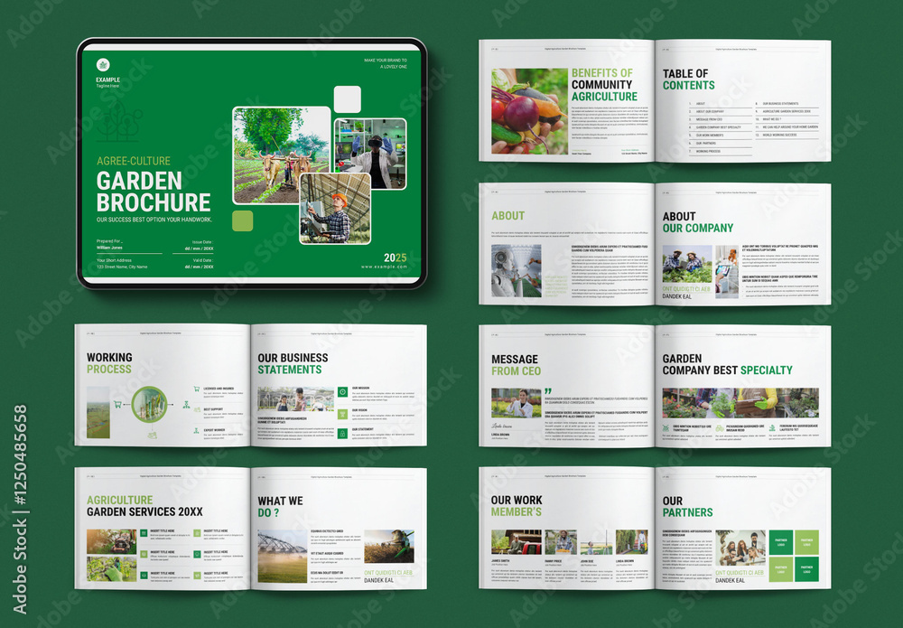 Digital Agriculture Garden Template Design Layout Landscape Stock ...