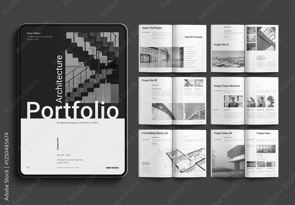 Digital Architecture Portfolio Template Design Layout Stock Template ...