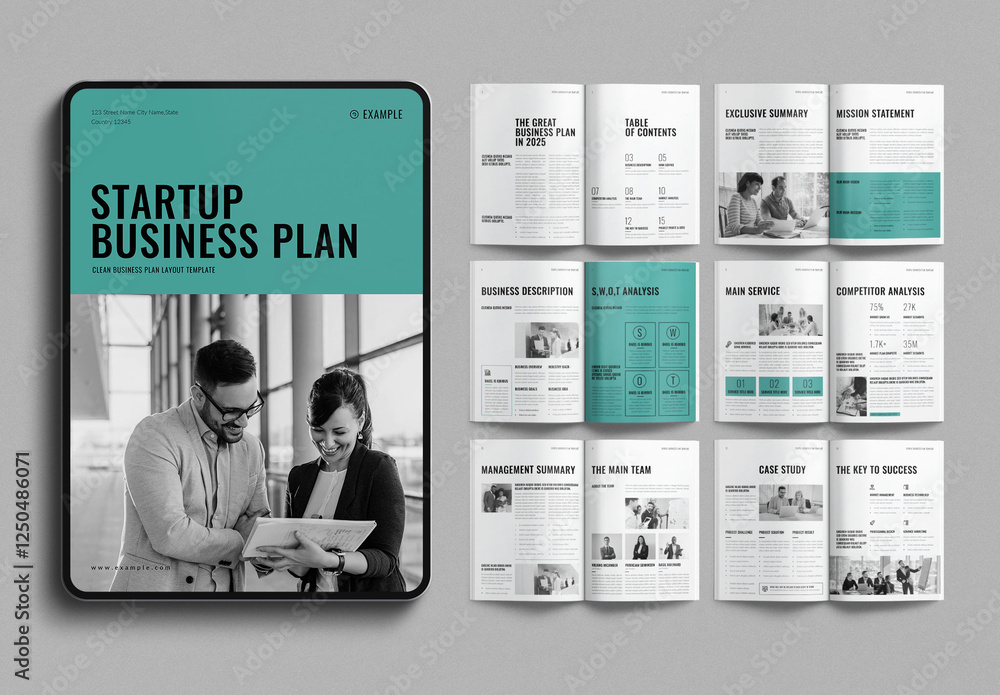 Digital Business Plan Template Design Brochure Layout Stock Template ...